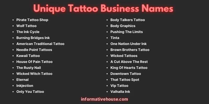Tattoo Shop Names